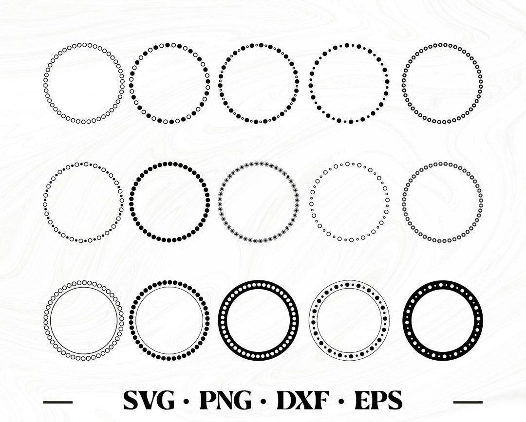 Dotted Circle Svg, Dotted Circle Frame Svg, Monogram Frame Dxf, Dotted ...