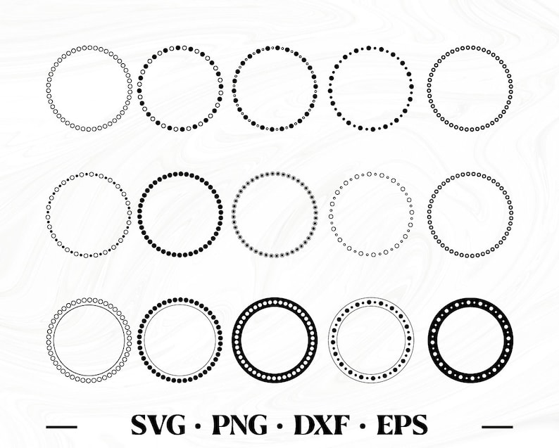 Dotted Circle Svg, Dotted Circle Frame Svg, Monogram Frame Dxf, Dotted ...