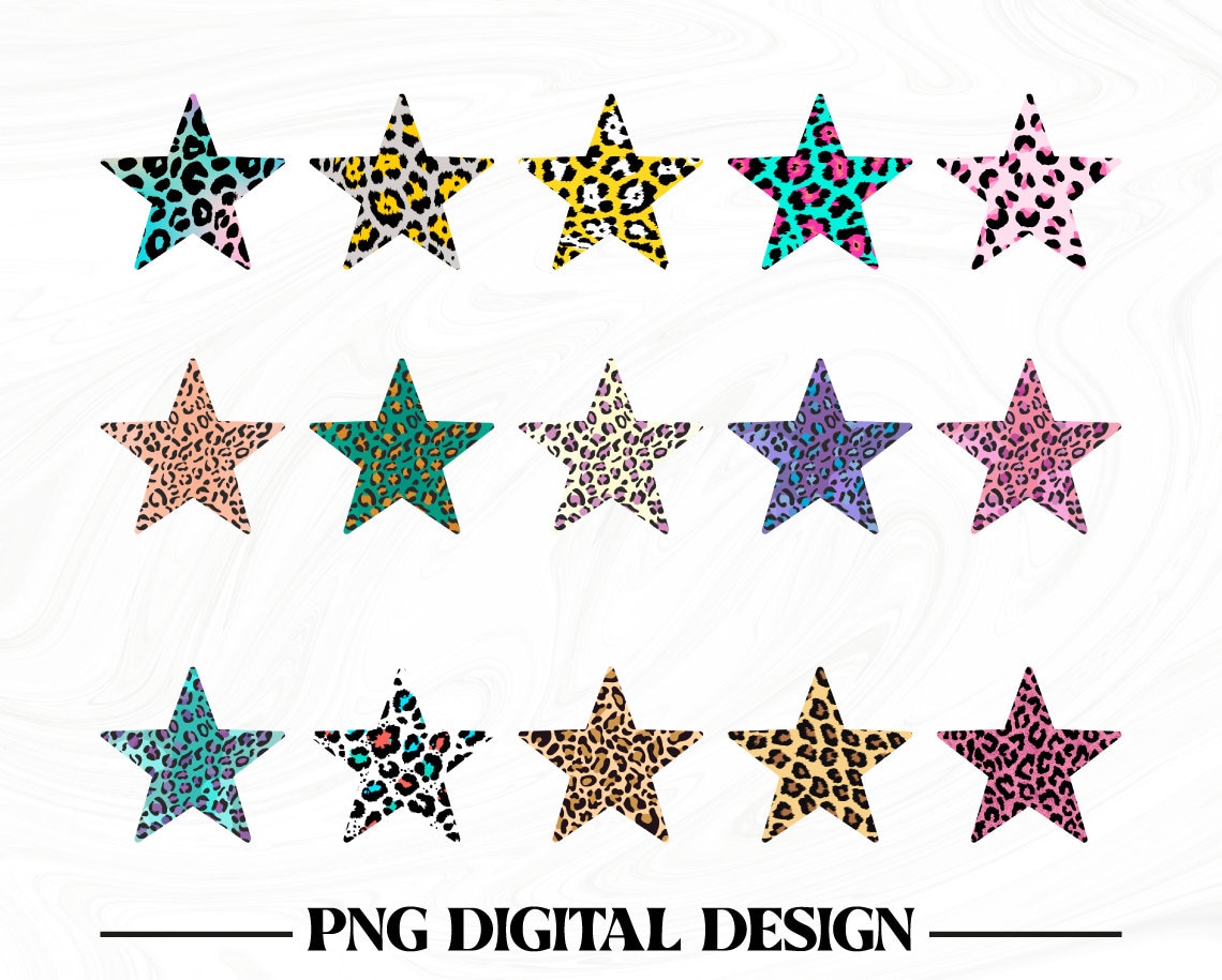 Leopard Print Stars Leopard Stars Png Bundle Animal Print - Etsy