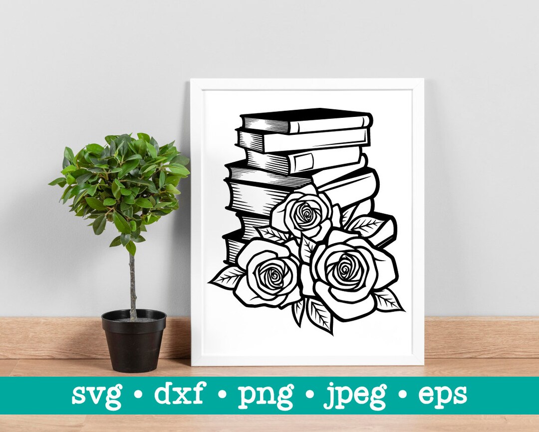Floral Book Svg, Floral Book Svg File, Flower Teacher Svg, Flower Book ...