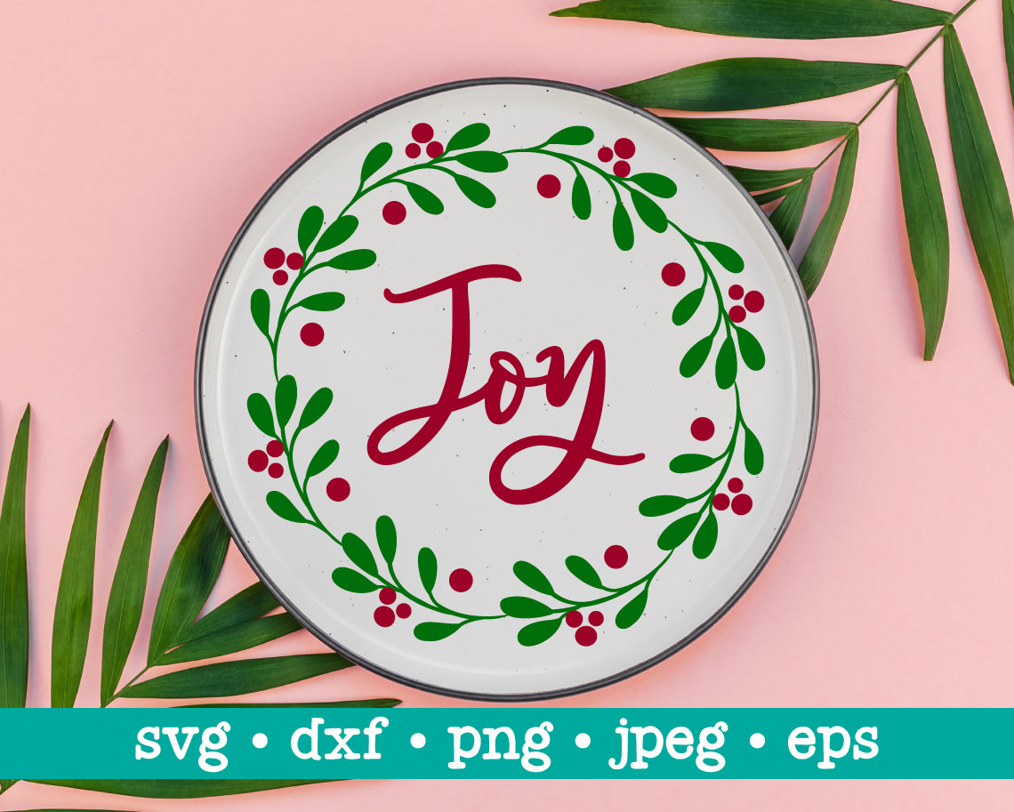 Joy Wreath Svg, Joy Svg, Holly Wreath Svg, Joy Cut File, Christmas ...