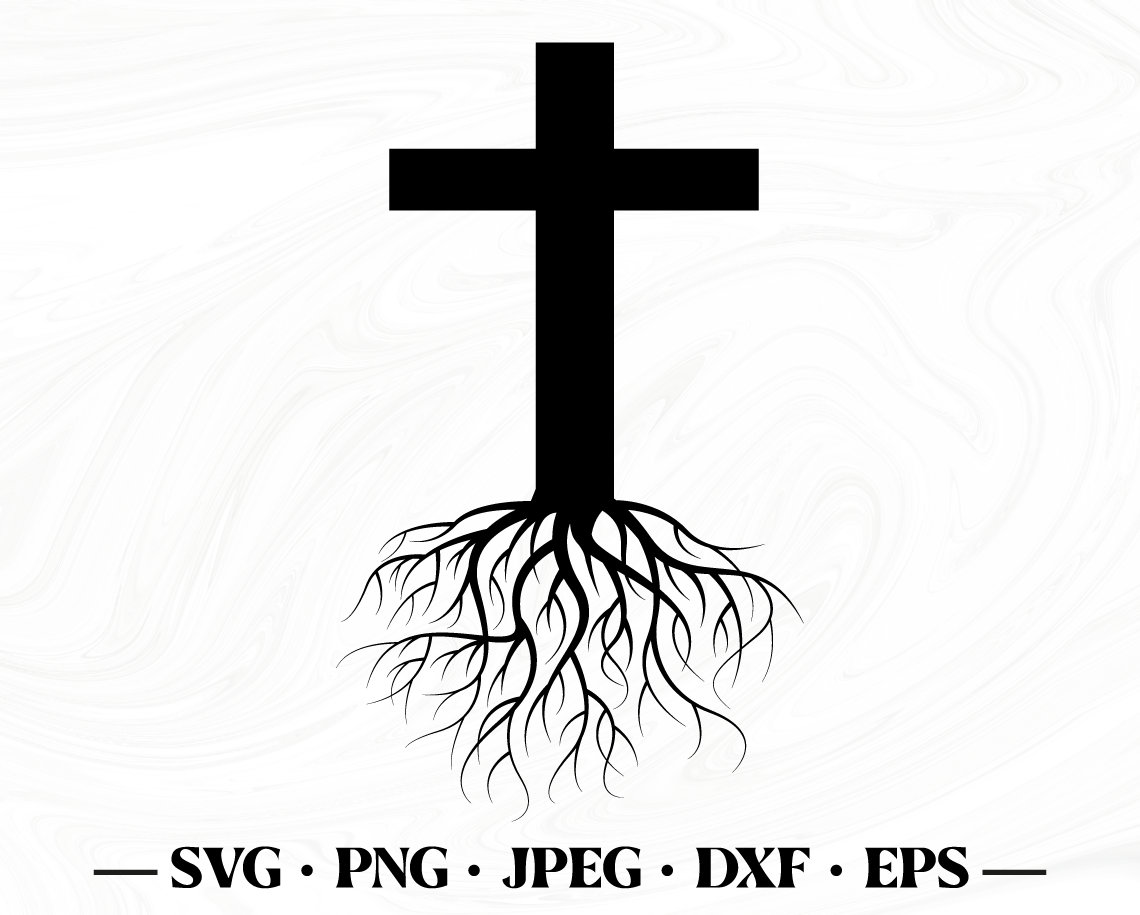 Cross With Tree Roots Svg Cross With Tree Roots Dxf - Etsy Finland
