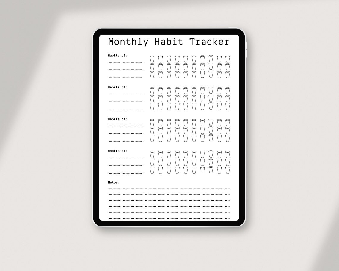 Monthly Habit Tracker Printable Habit Tracker Template - Etsy