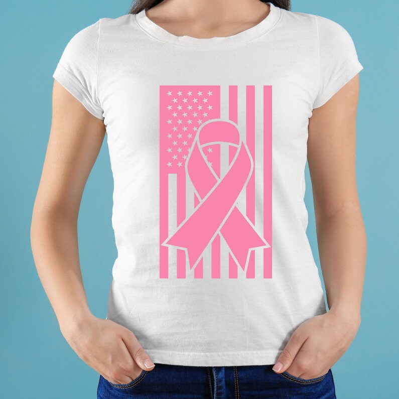 Pink Ribbon Flag Svg, Pink Ribbon Flag Dxf, Pink Ribbon USA Flag Svg ...