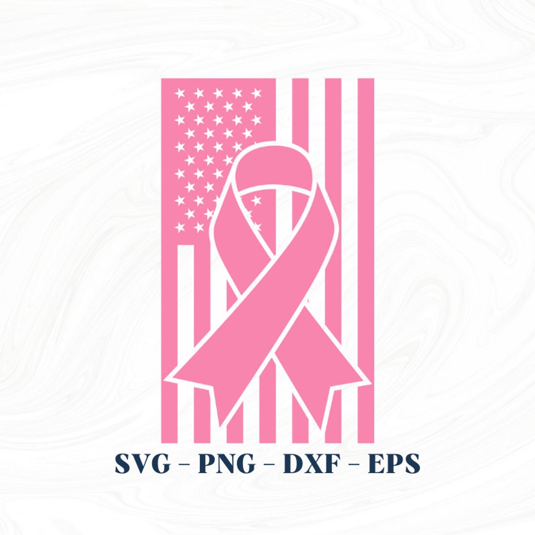 Pink Ribbon Flag Svg, Pink Ribbon Flag Dxf, Pink Ribbon USA Flag Svg ...