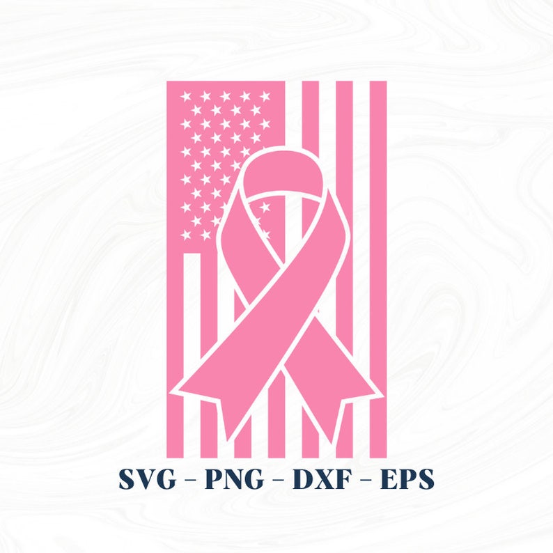 Pink Ribbon Flag Svg Pink Ribbon Flag Dxf Pink Ribbon USA - Etsy