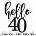 Hello 40, Hello 40 Svg, Hello 40 Svg File, 40th Birthday Svg, Hello 40 ...