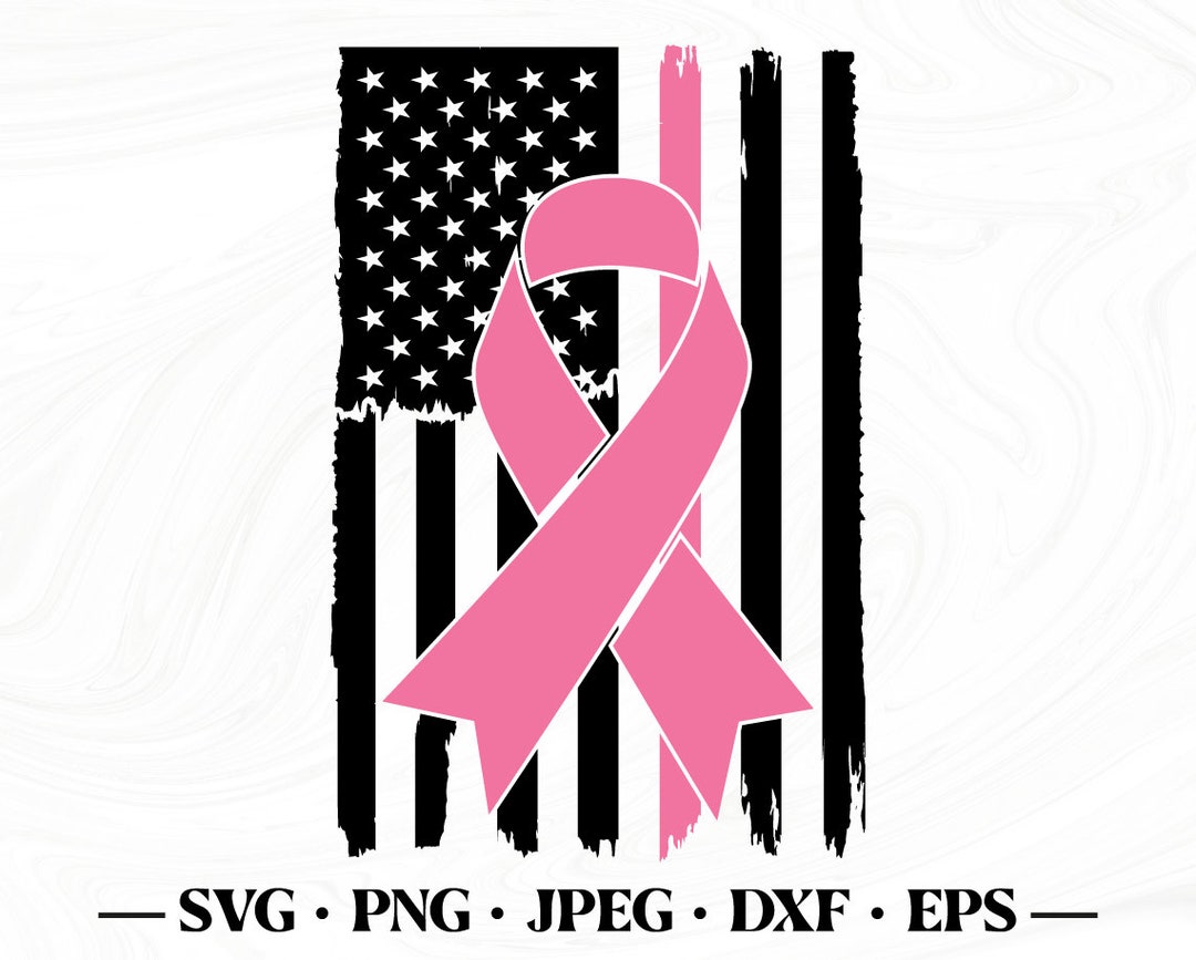 Pink Ribbon Usa Flag Svg, Breast Cancer Awareness Svg, Pink Ribbon ...