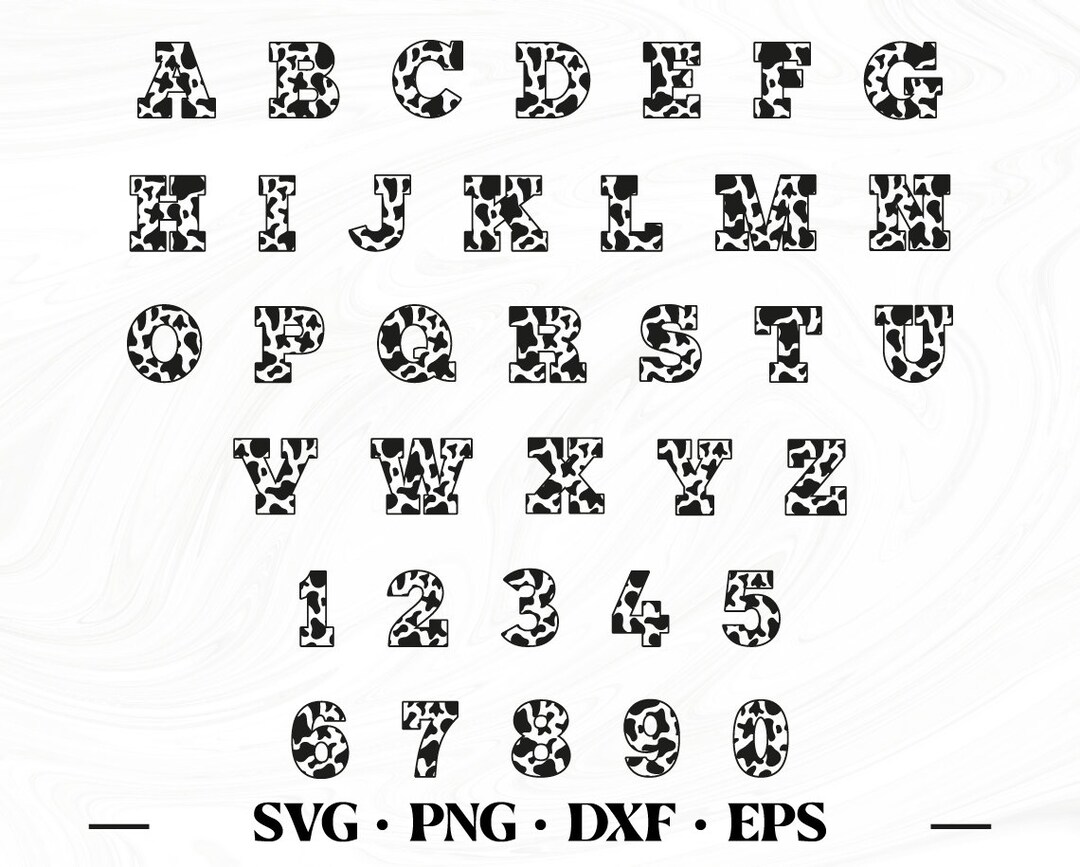 Cow Font, Cow Font Svg, Font Animal Svg, Cow Alphabet Svg, Farmhouse ...