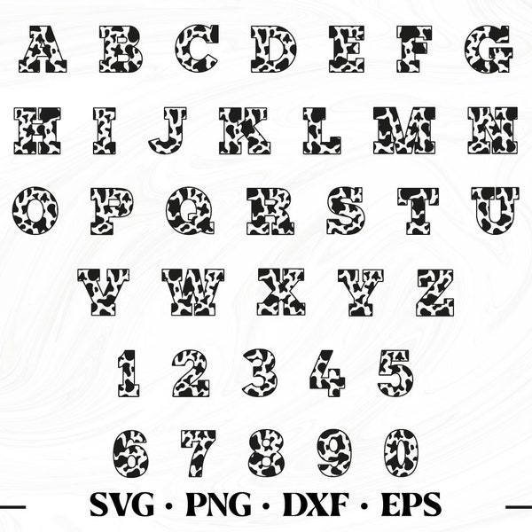 Cow Print Font - Etsy