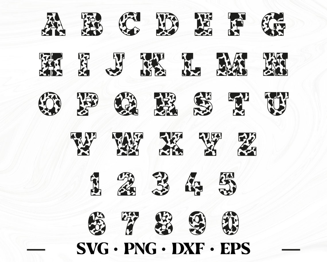 Cow Font, Cow Font Svg, Font Animal Svg, Cow Alphabet Svg, Farmhouse ...