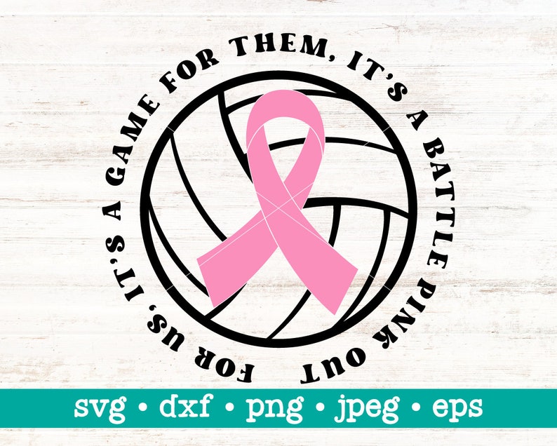 Volleyball Breast Cancer Ribbon Svg, Tackle Cancer Svg, Breast Cancer ...