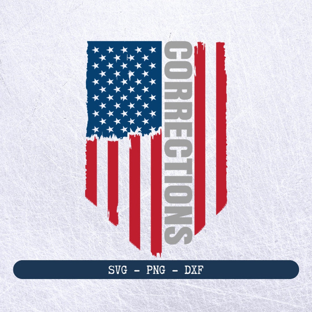 USA Corrections Flag Svg, Corrections Flag, USA Flag Svg, Thin Silver ...