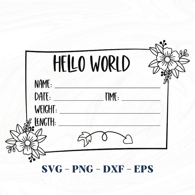 Hello World Svg Sign Hello World Svg Sign Birth Announcement - Etsy