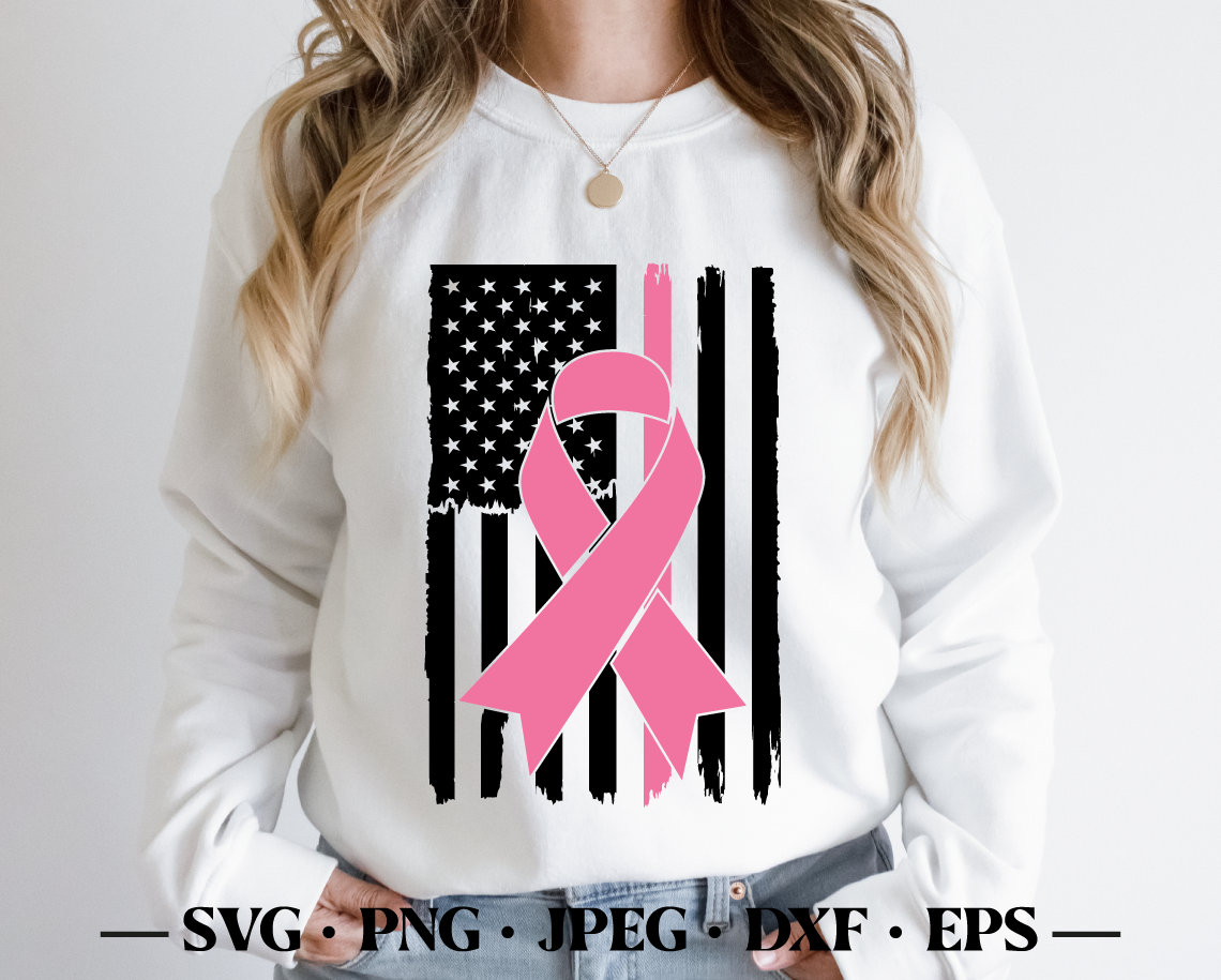 Pink Ribbon Usa Flag Svg Breast Cancer Awareness Svg Pink - Etsy UK
