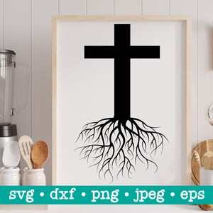 Cross With Tree Roots Svg, Cross With Tree Roots Dxf, Chrisitan Cross ...