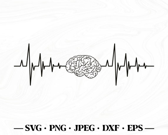 Brain Heartbeat Svg Brain Heartbeat Dxf Brain Heartbeat Png | Etsy