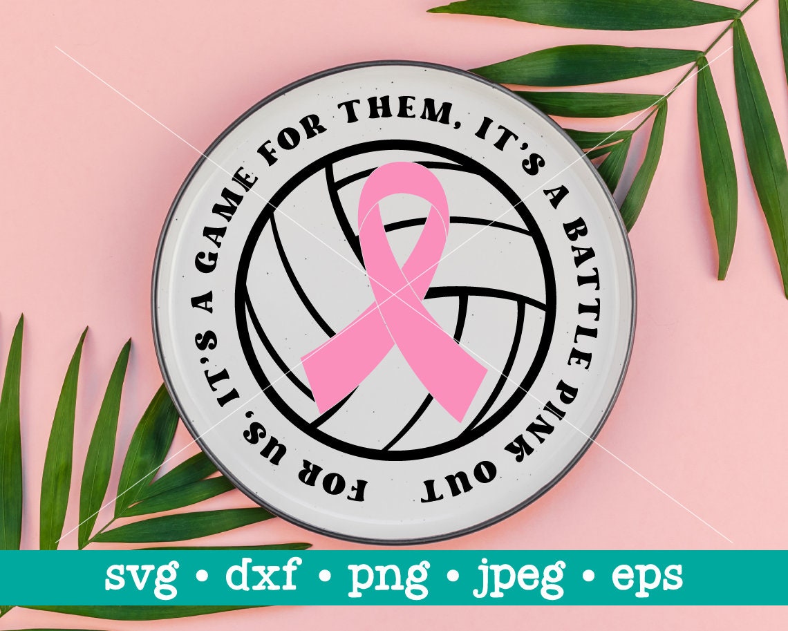Volleyball Breast Cancer Ribbon Svg, Tackle Cancer Svg, Breast Cancer ...