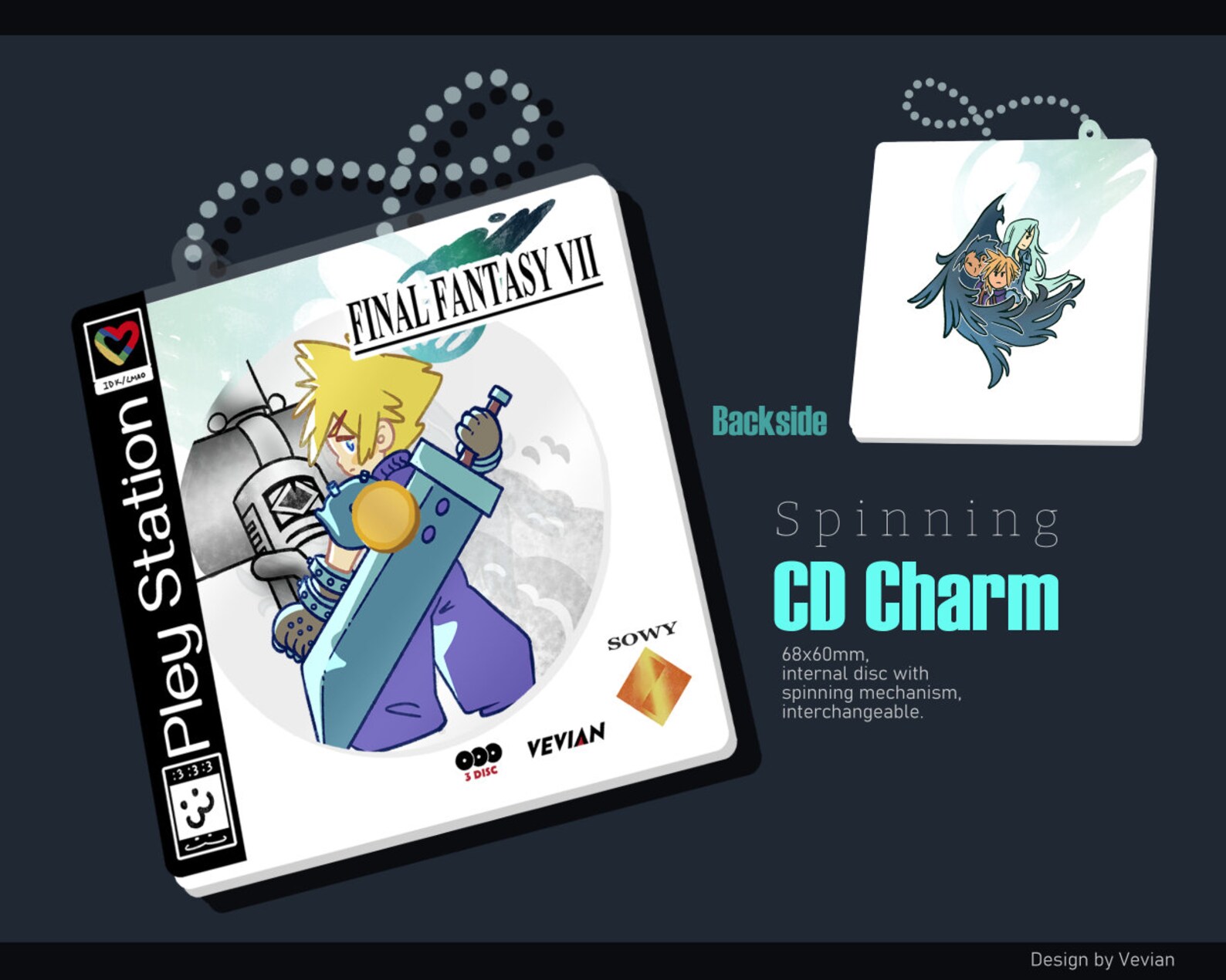 CHARM! Final Fantasy VII Spinning CD - Etsy
