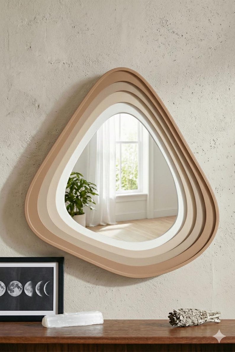 Asymmetrical Layered Wall Mirror – Art Deco Funky Mirror – Mid Century ...