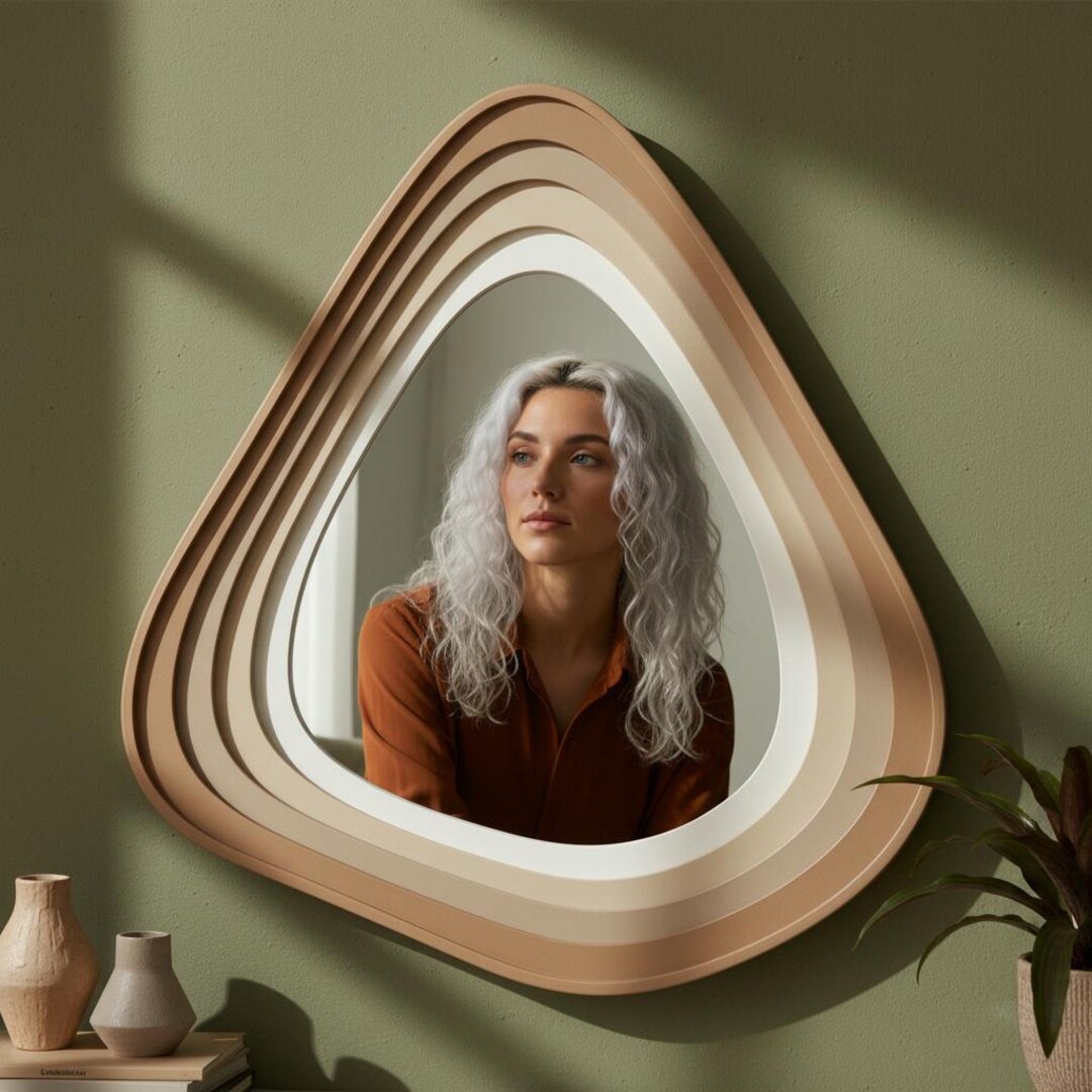 Asymmetrical Layered Wall Mirror – Art Deco Funky Mirror – Mid Century ...