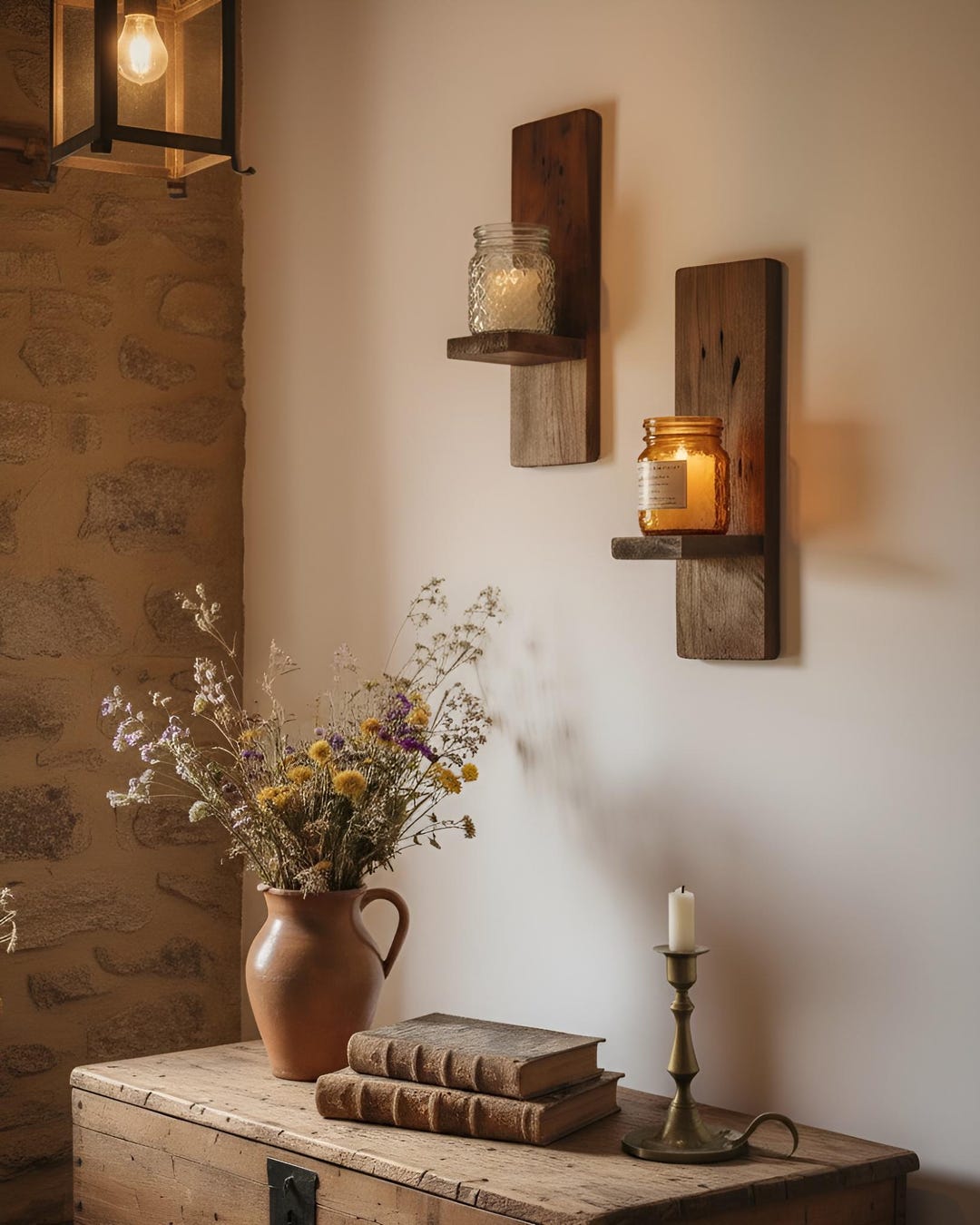 Reclaimed Wood Wall Candle Sconce: Rustic Farmhouse Decor - Etsy