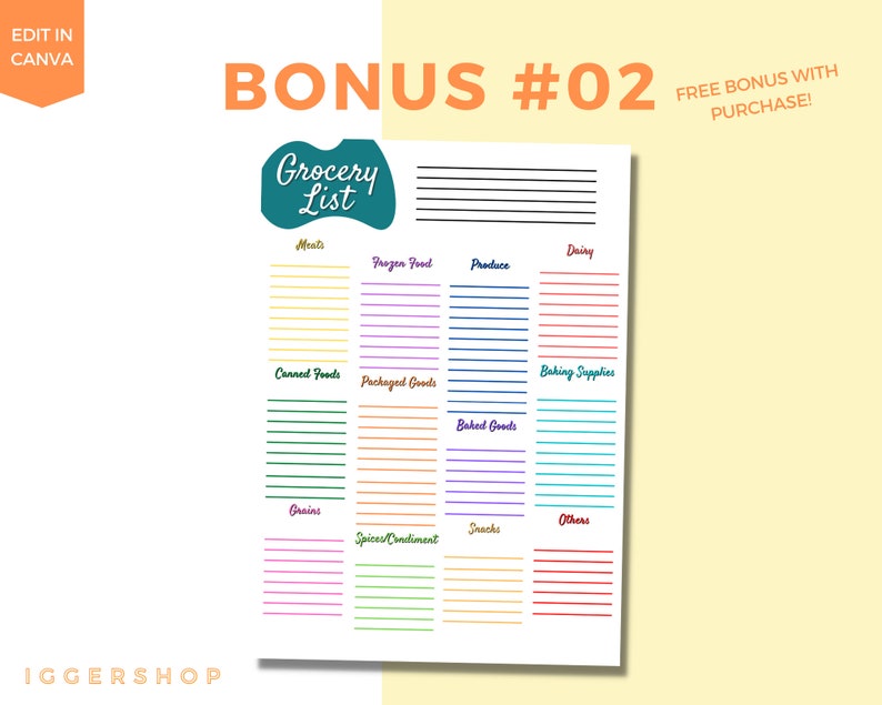 A4 Size Grocery List Housewife Checklist One Pages Planner - Etsy