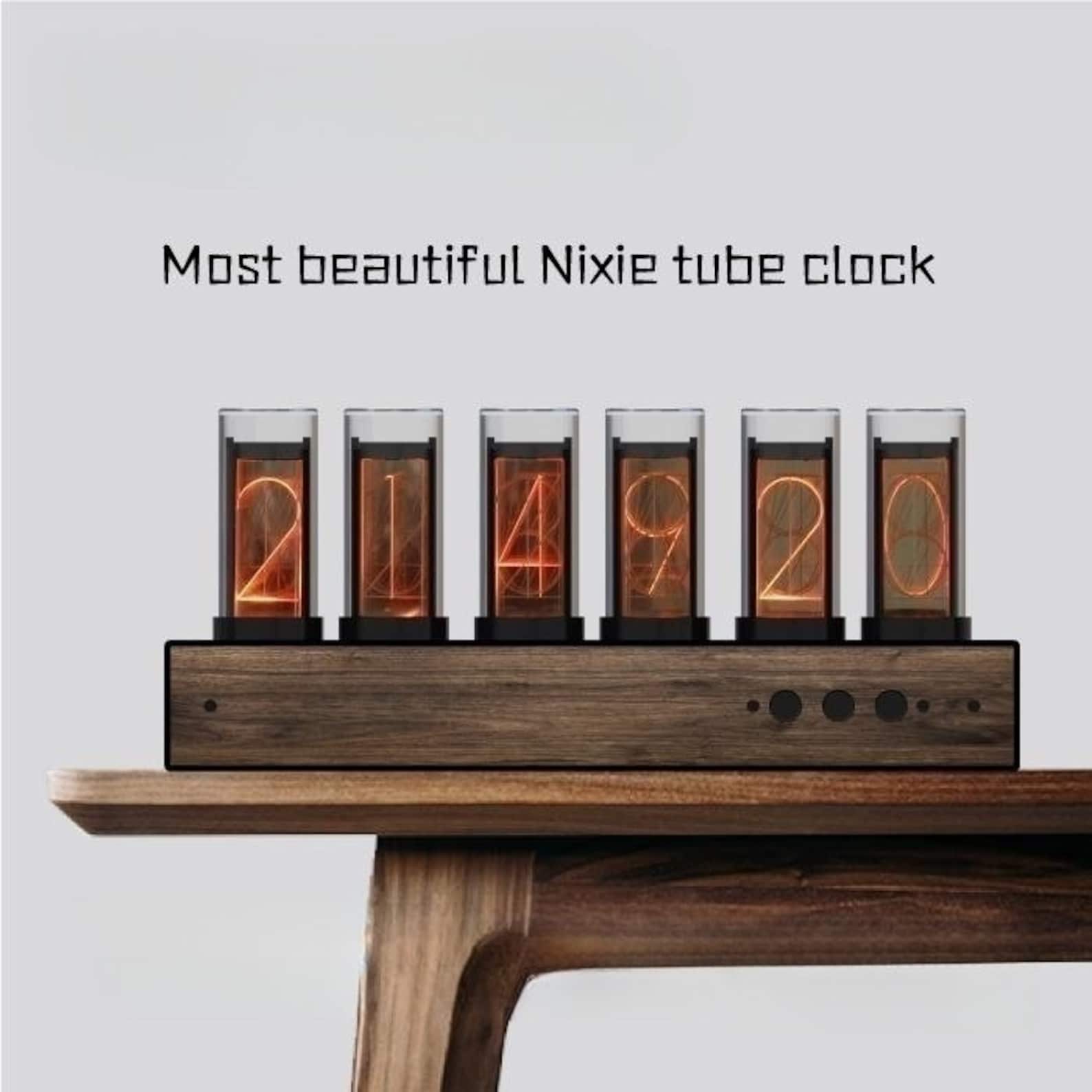 Retro Nixie Tube Clock, Walnut Wood RGB Digital Clock, Retro Modern ...