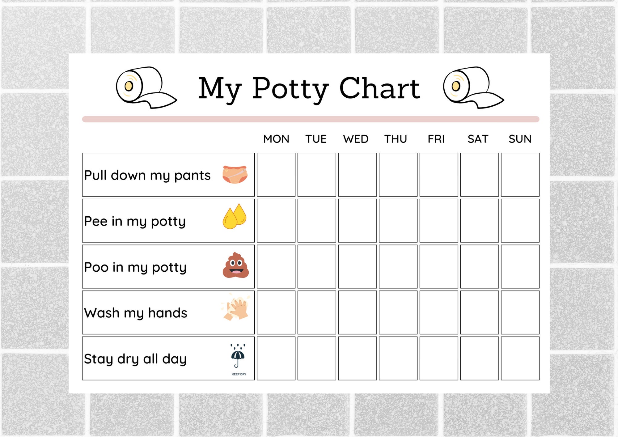 Printable Weekly Potty Training Chart • Toilet Training • My Potty ...