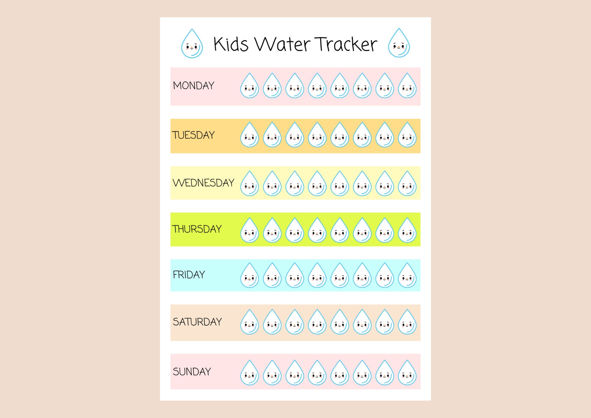 Printable Kids Water Tracker • Hydration Tracker • Healthy Lifestyle ...