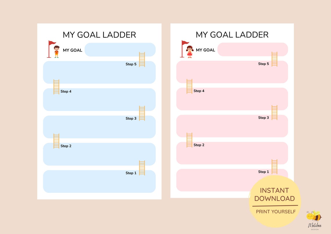 Goal Setting Ladder for Kids • Goal Ladder • Kids Goal Setting ...