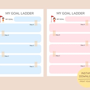 Goal Setting Ladder for Kids • Goal Ladder • Kids Goal Setting ...