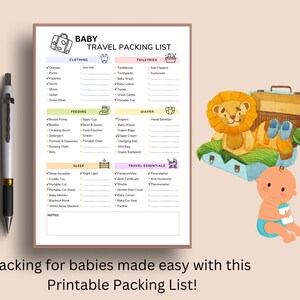 Printable Baby Travel Packing List • Baby Packing Checklist • Vacation ...