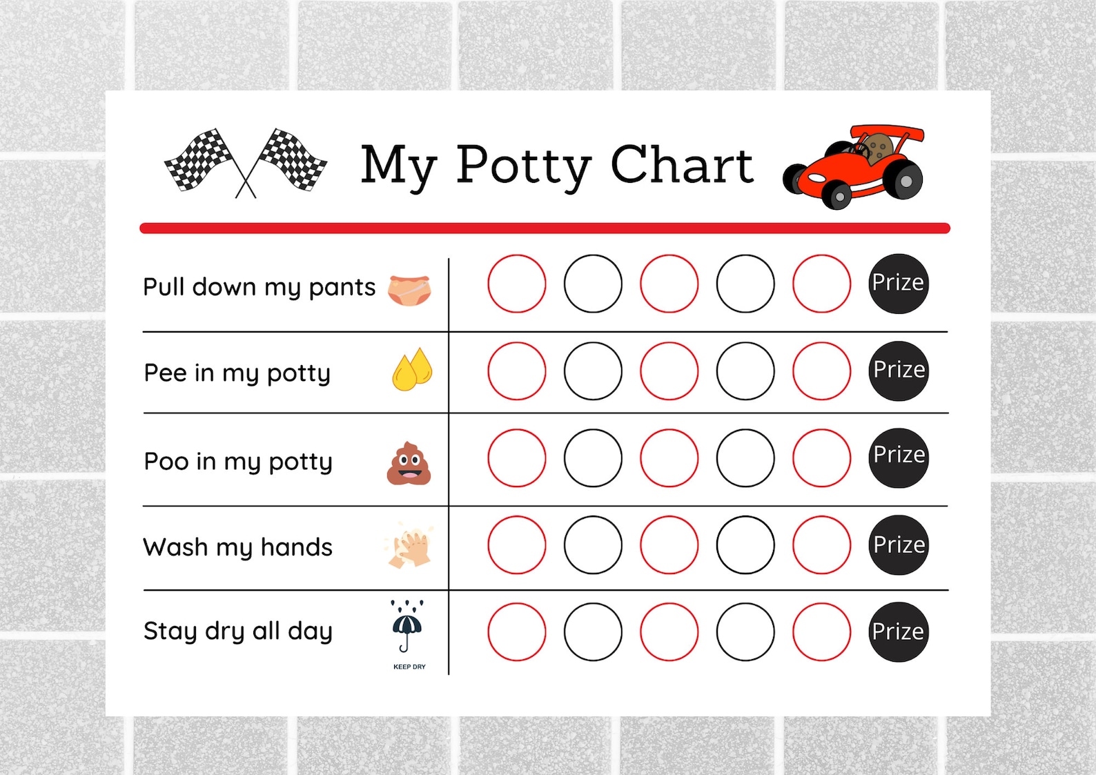 Printable Race Car Potty Training Chart • Sticker Chart • Toilet ...