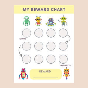 Printable Robot Reward Chart • Sticker Chart • Kids Reward Chart ...