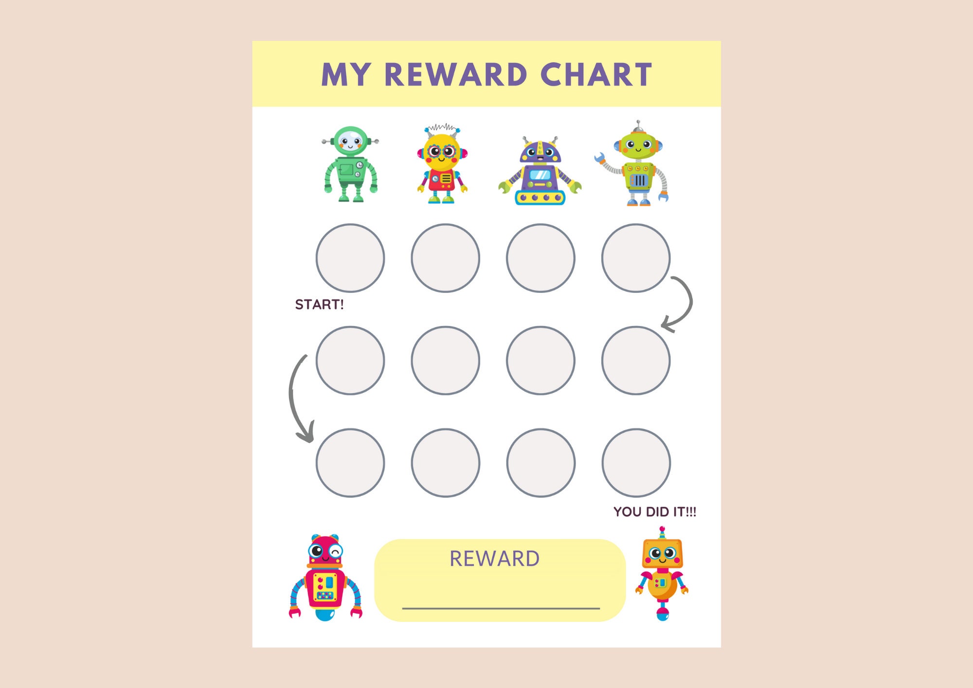 Printable Robot Reward Chart • Sticker Chart • Kids Reward Chart ...