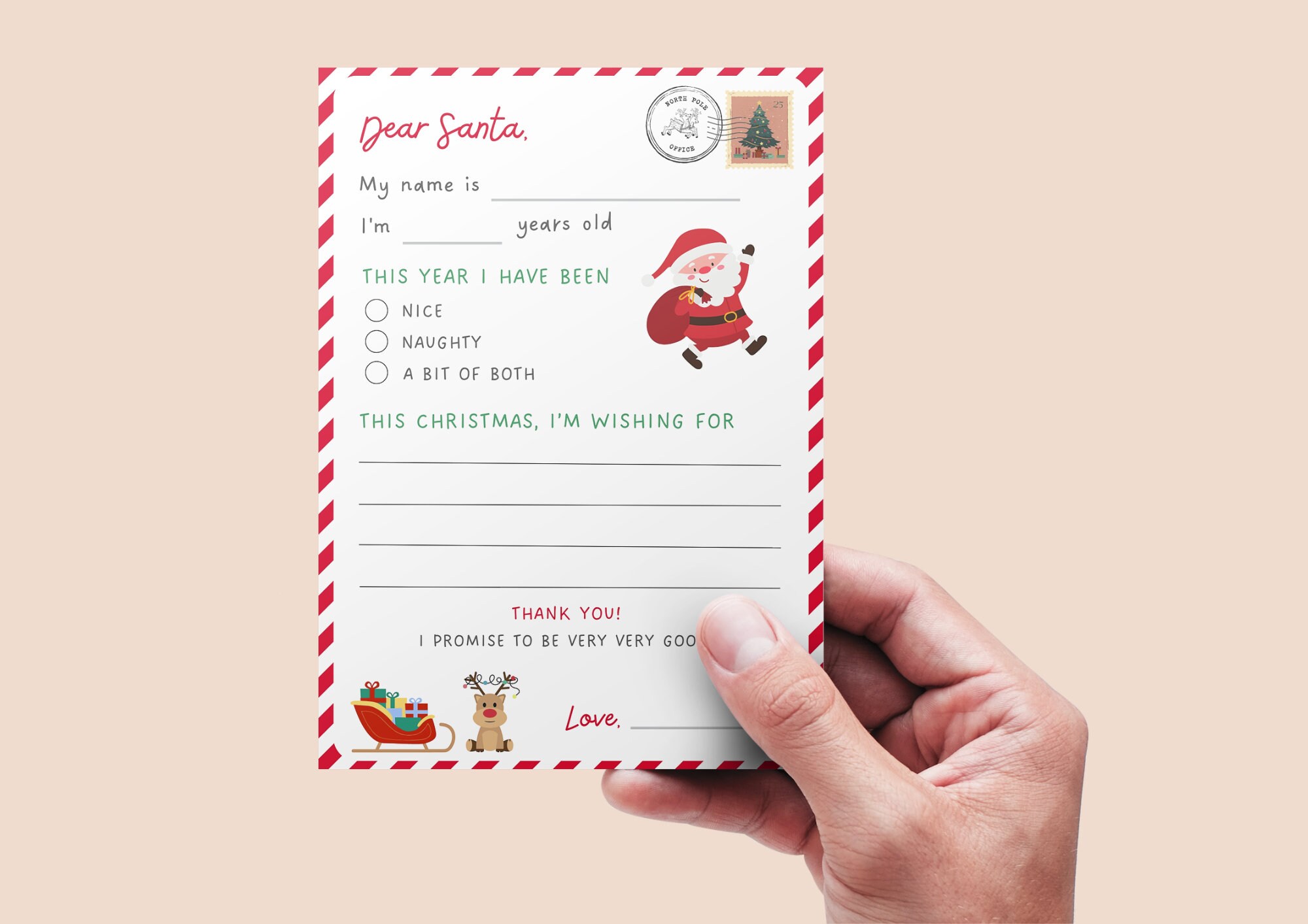 Printable Letter to Santa • Santa Letter • Kids Christmas Wish List ...