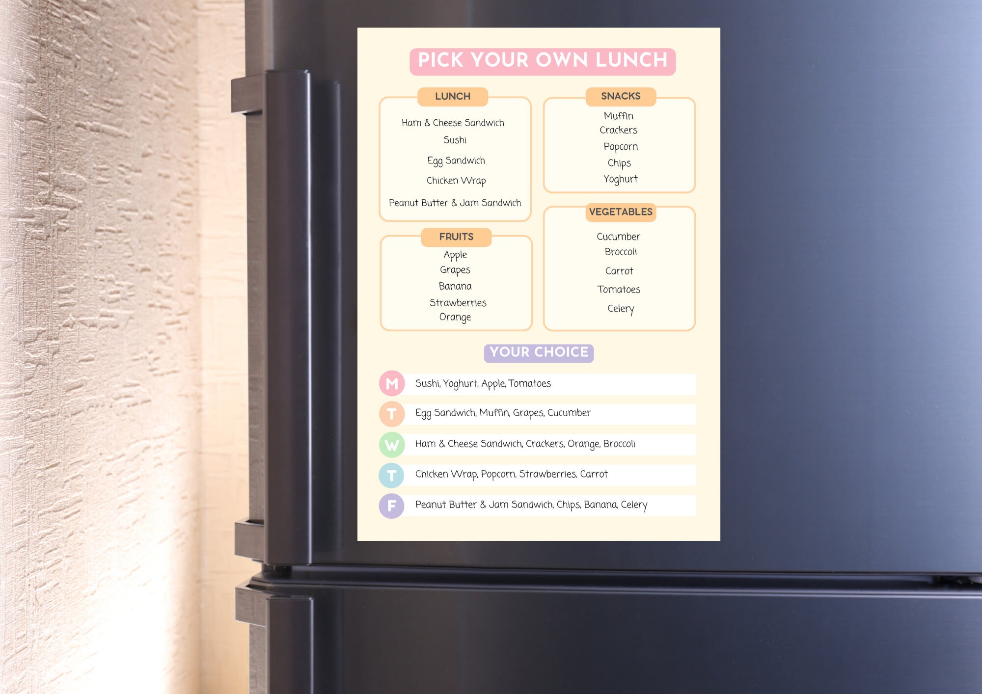 Pick Your Own Lunch Chart • Simple Lunch Packing • Kids Lunchbox ...