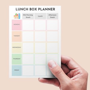 Printable Kids School Lunchbox Weekly Planner • Packing Kids Lunchbox ...