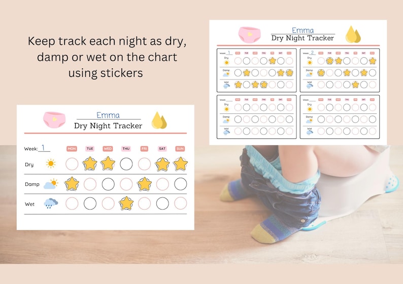 Printable Dry Night Bedwetting Chart • Dry Night Tracker • Toilet ...