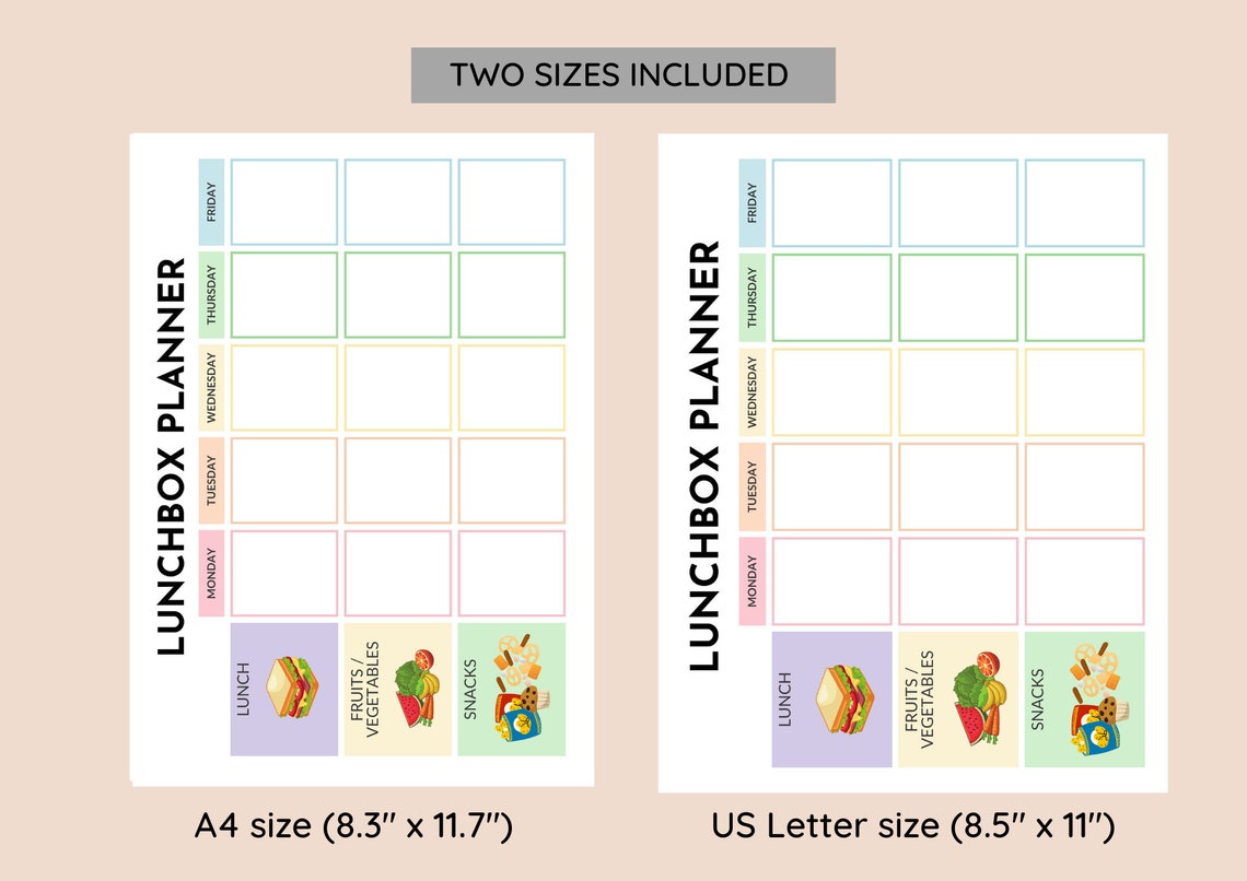 Printable Lunchbox Planner • School Lunch Box Planner • Packing Kids ...