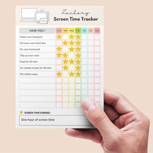 EDITABLE Screen Time Tracker Chart • Screen Time Rules • Screen Time ...