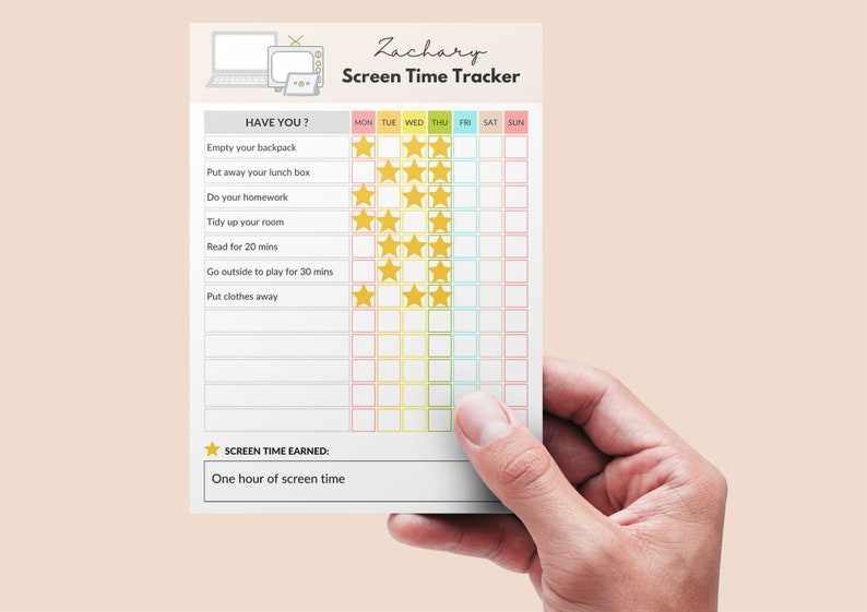 EDITABLE Screen Time Tracker Chart • Screen Time Rules • Screen Time ...