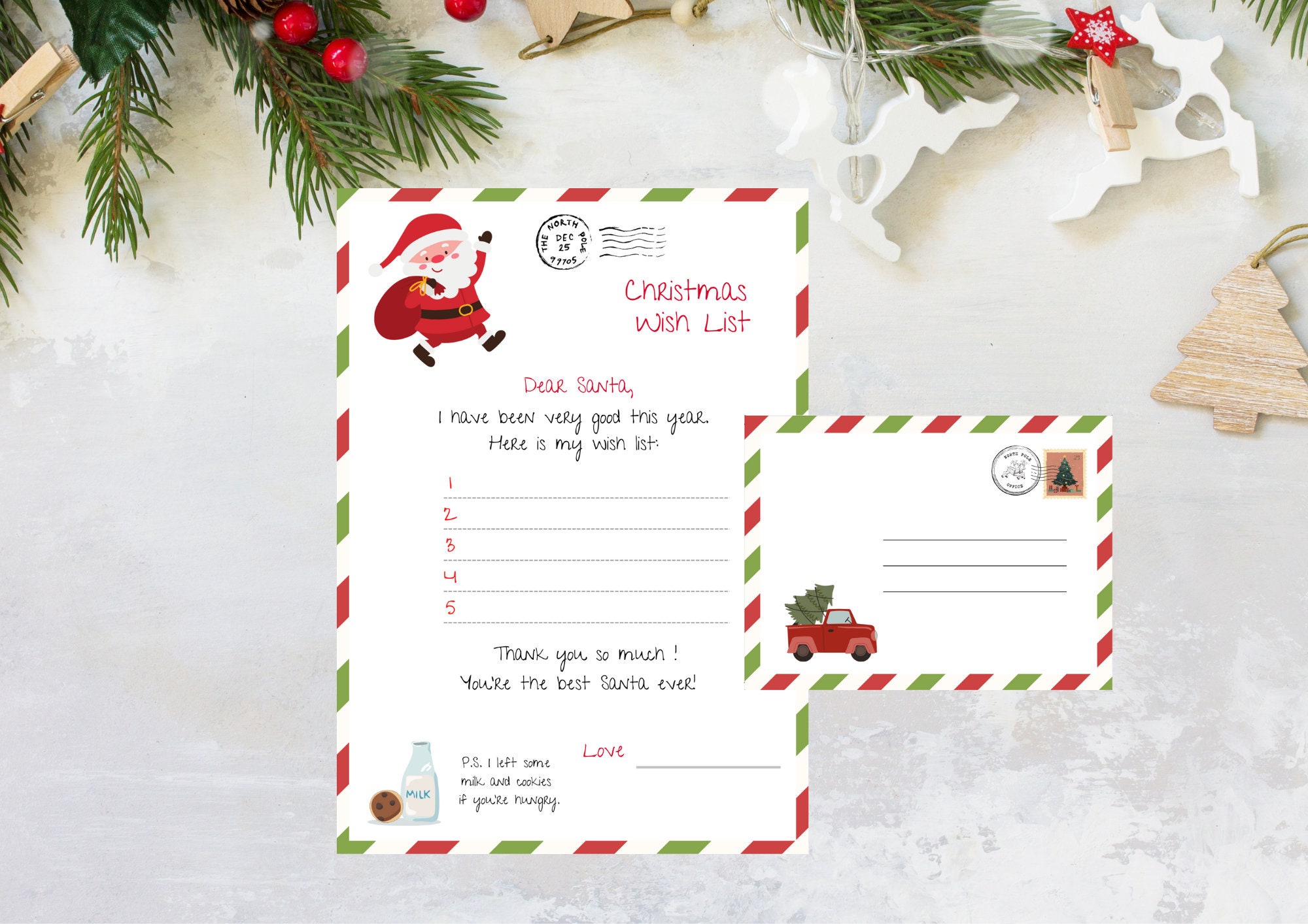 Printable Letter to Santa and Envelope Santa Letter Kids Christmas Wish ...
