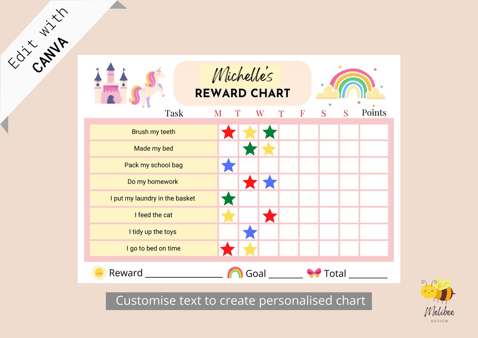 Editable Unicorn Chore Chart • Printable Kids Reward Chart ...