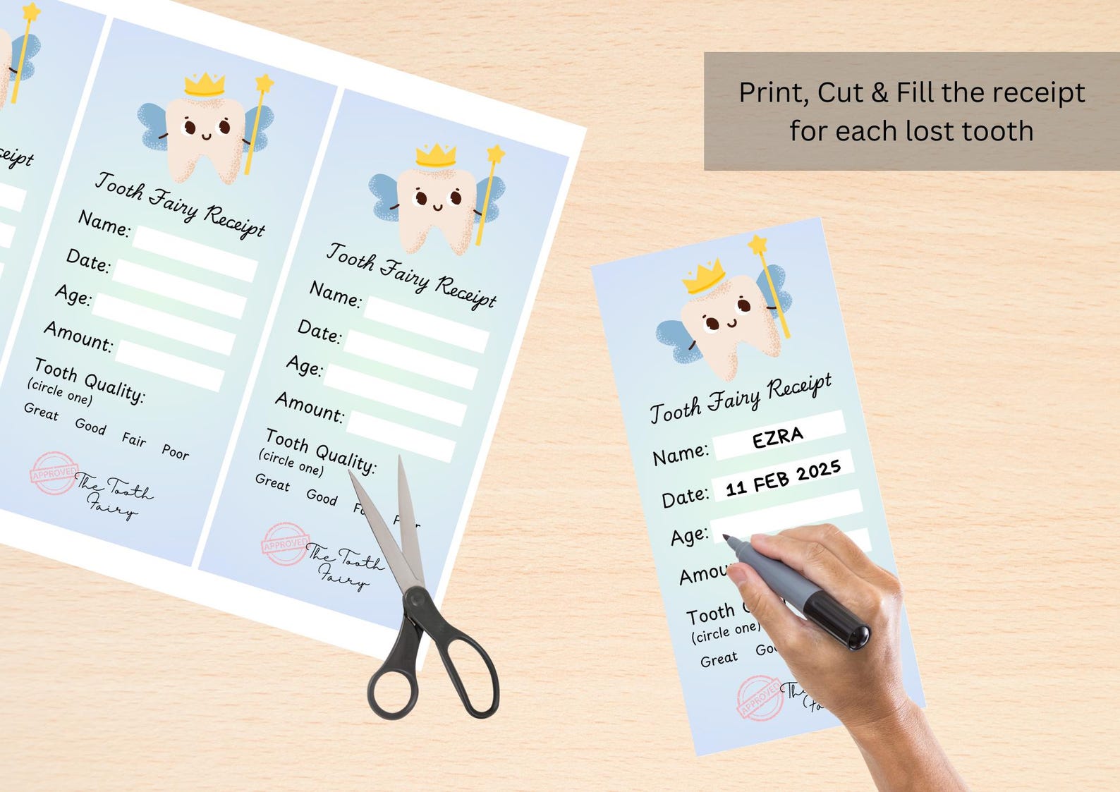 Printable Tooth Fairy Receipt • Tooth Fairy • Tooth Fairy Pillow • Lost ...