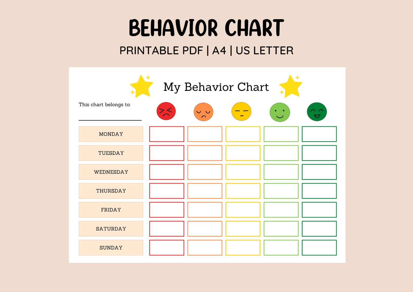 Printable Emotion Scale Behavior Chart • Colourful Kids Behavior Chart ...