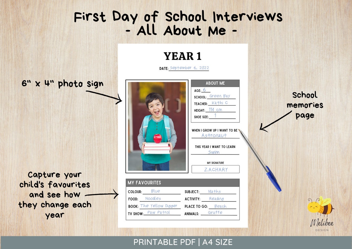 Printable First Day of School Interviews • School Questionnaire • All ...