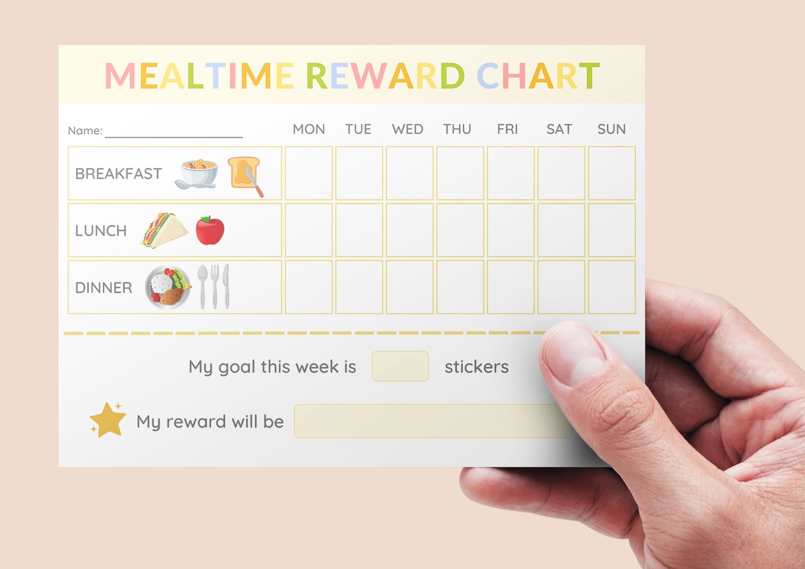 Printable Healthy Food Habit Reward Chart • Meal Time Reward Chart ...