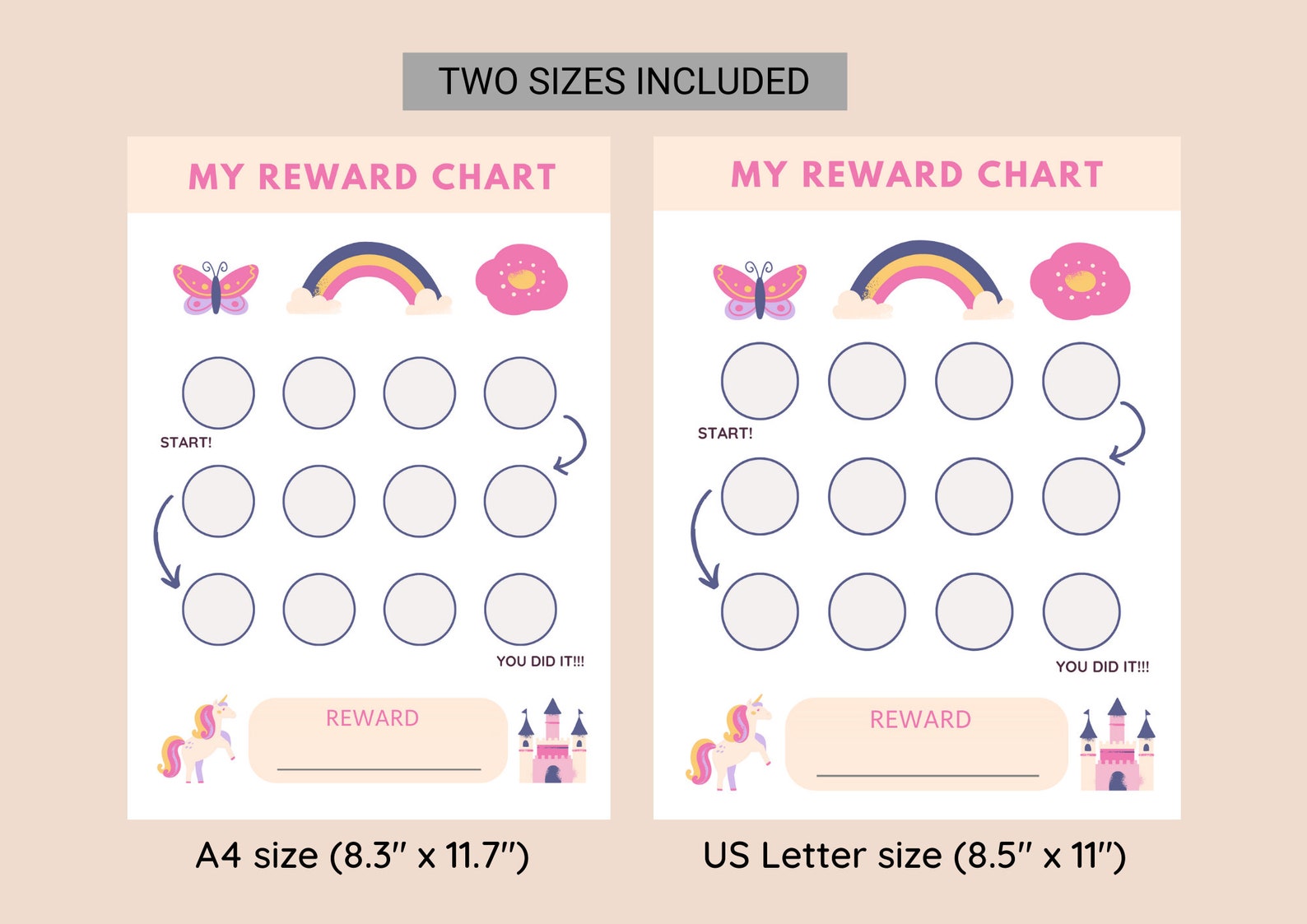 Printable Unicorn Rainbow Reward Chart Sticker Chart Kids | Etsy